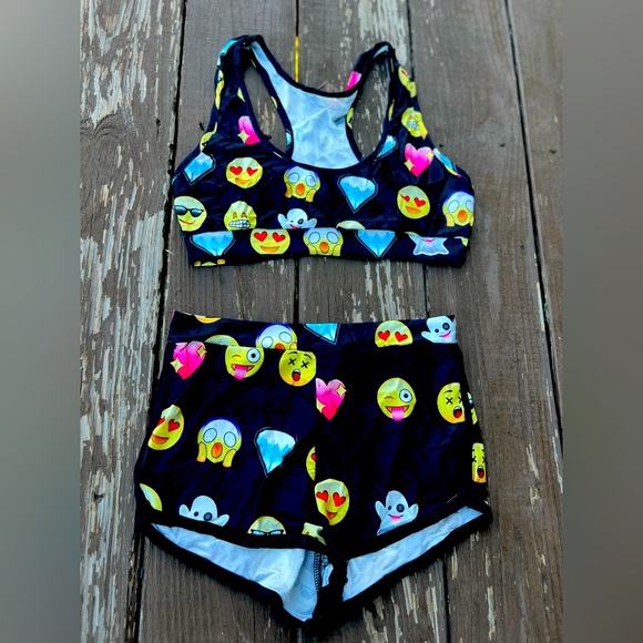 Intimates & Sleepwear | Emoji Sports Bra And Shorts Set Small | Poshmark